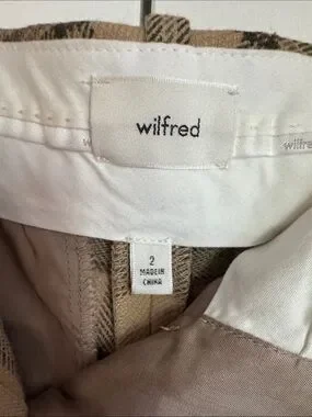 Wilfred | Pants & Jumpsuits | Aritzia Wilfred Tan And Black Plaid ...